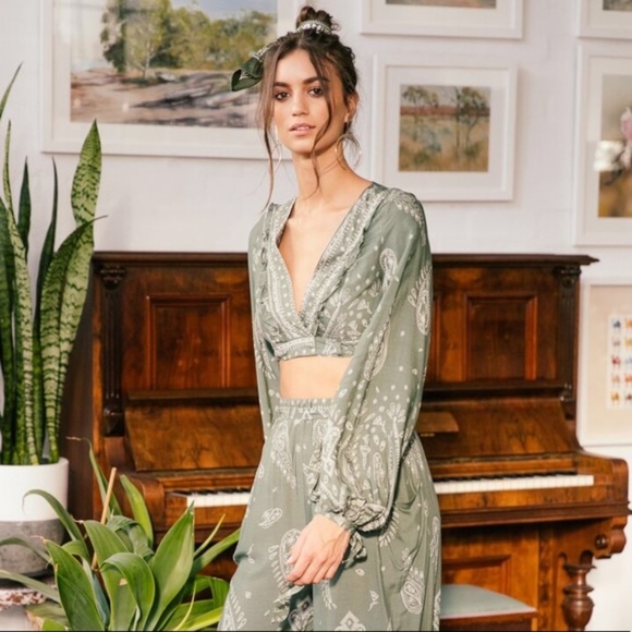 Jaase | Tops | Jaase Constance Print Long Sleeve Wrap Crop Top | Poshmark